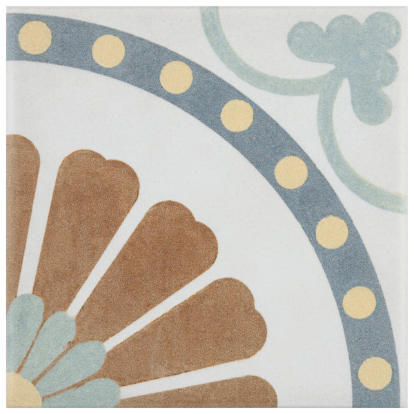 Merola Tile Revival Ring Mini 4" x 4" Ceramic Patterned Wall & Floor ...