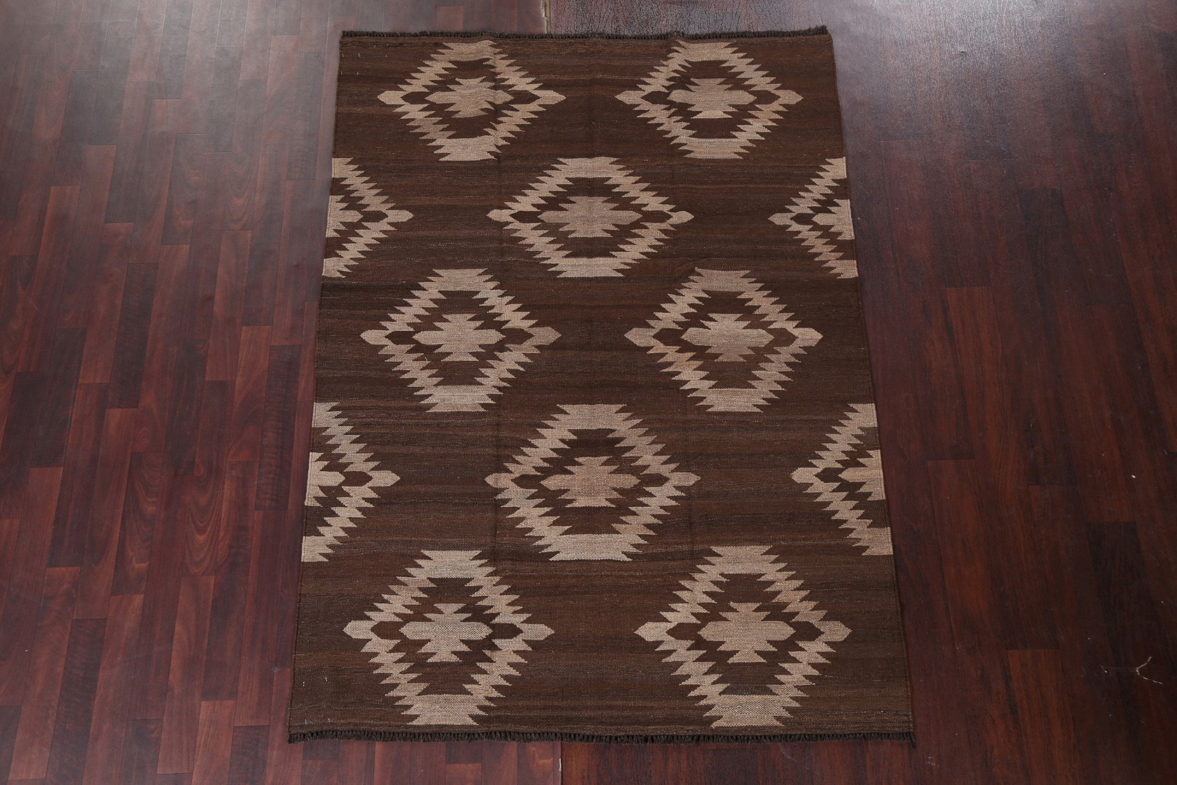 Isabelline Earth-Tone Natural Dye Kilim Wool Area Rug 5x7 | Wayfair