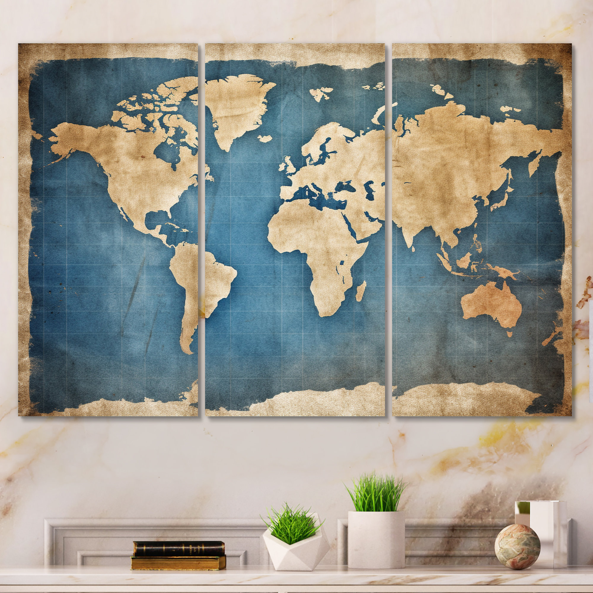 17 Stories Ancient Map Of The World III - Maps Wall Art Print Set ...