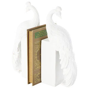 Mercer41 Cole And Grey Resin Textured Peacock Decorative Bookends With ...