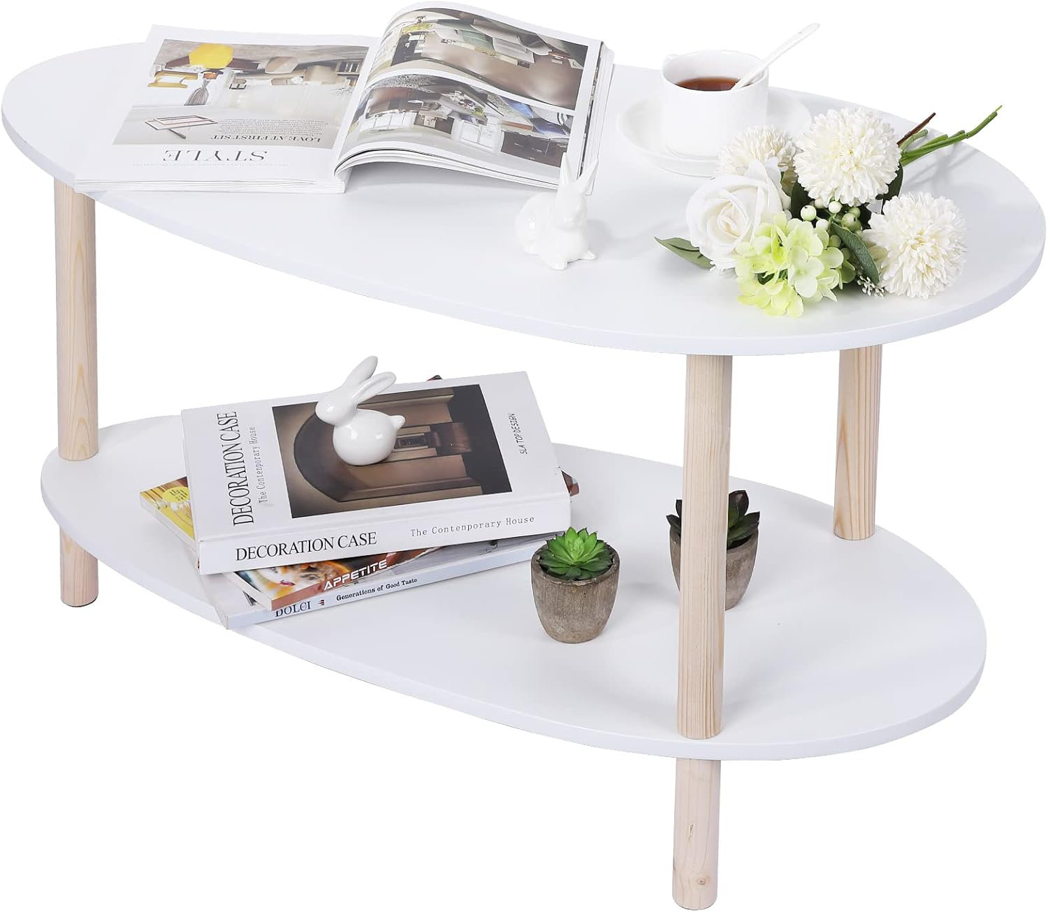 George Oliver 2-Tier Small Coffee Table With Storage Shelf | Wayfair
