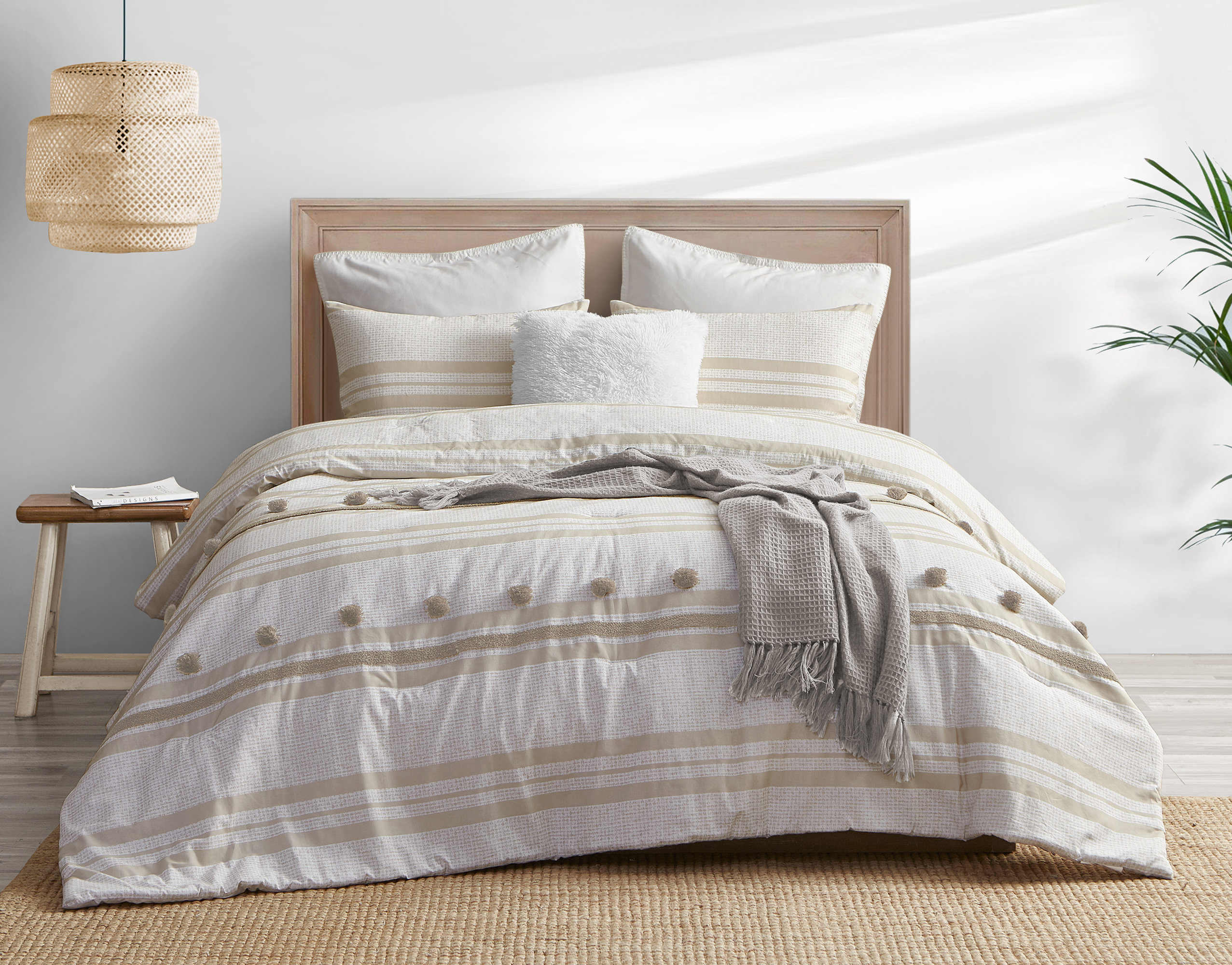 Haven & Willow Beige Standard Cotton Reversible 3 Piece Comforter Set ...