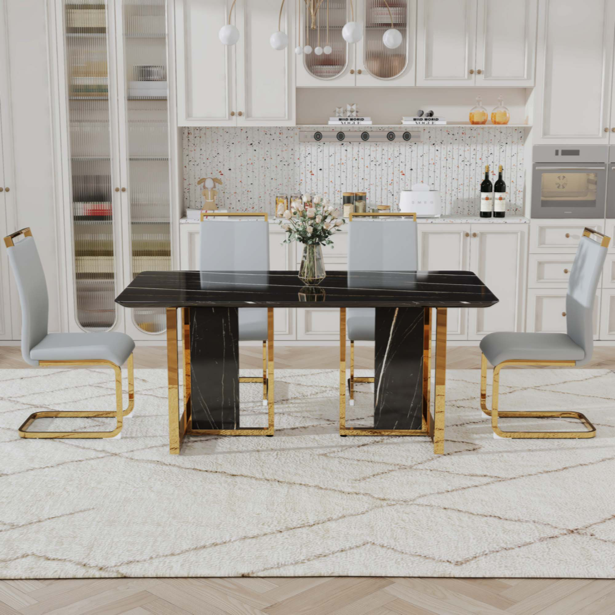 David Table And Chair Set. Modern Dining Table With MDF Top And ...