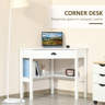 Latitude Run® White Triangle Corner Desk with Drawer & Storage Shelves ...