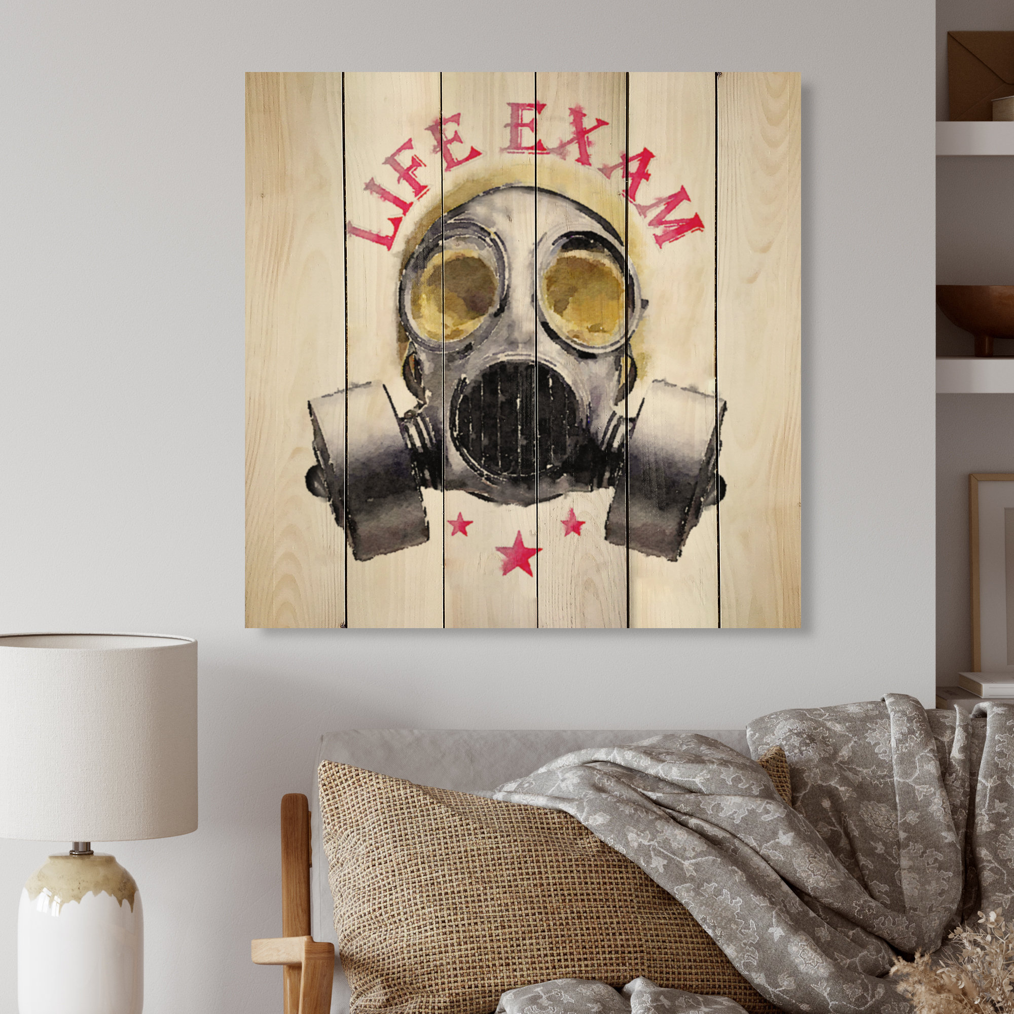 Trinx Cartoon Life Exman Skull - Unframed Graphic Art on Wood | Wayfair