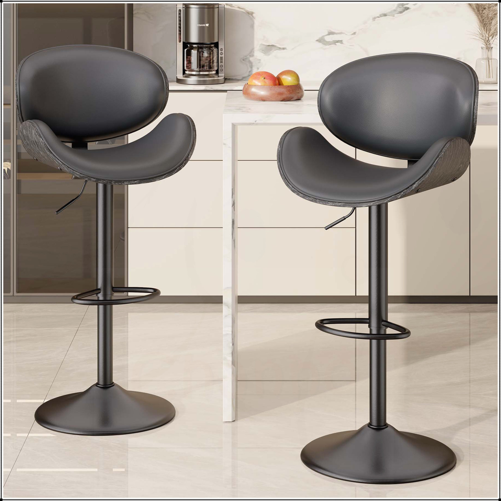 George Oliver Swivel Bar Stools Set of 2, Adjustable Height 23.5-32.5IN ...