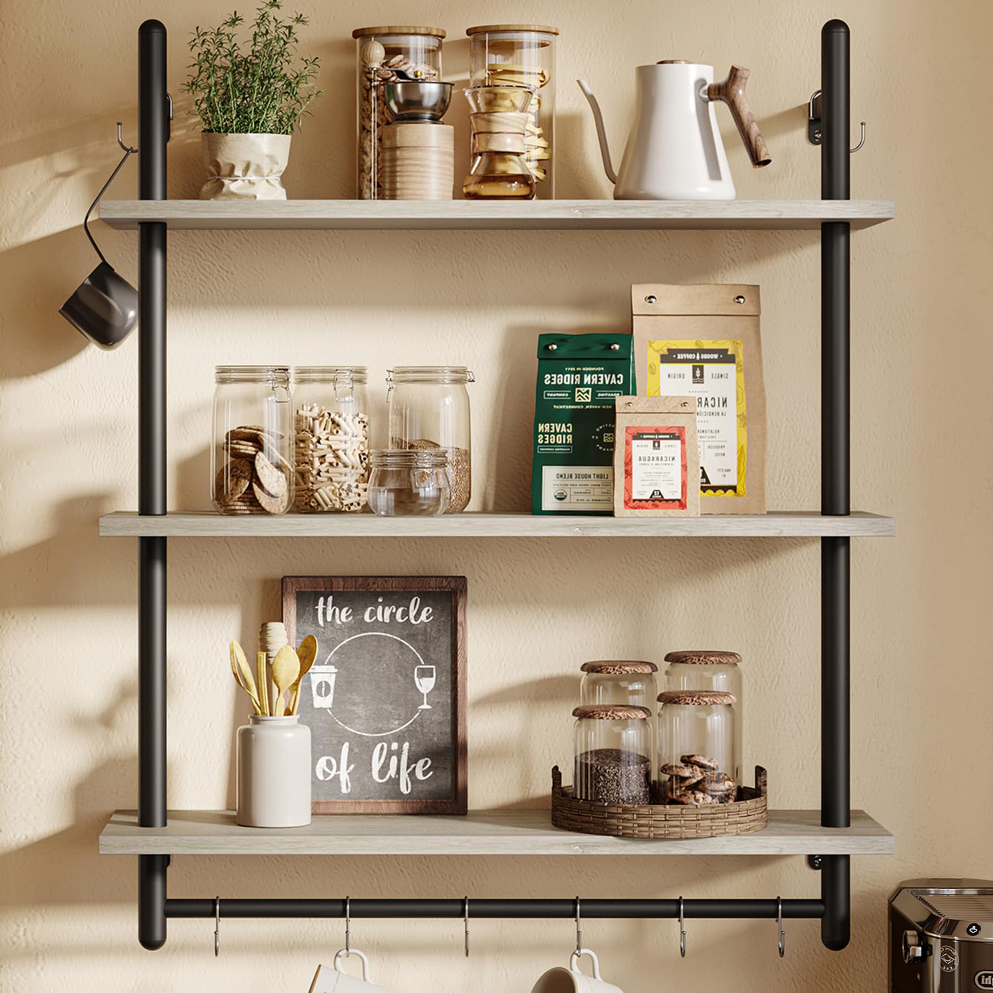Hokku Designs Floating Shelves Wall Mounted, 3 Tier 31.5" Industrial ...