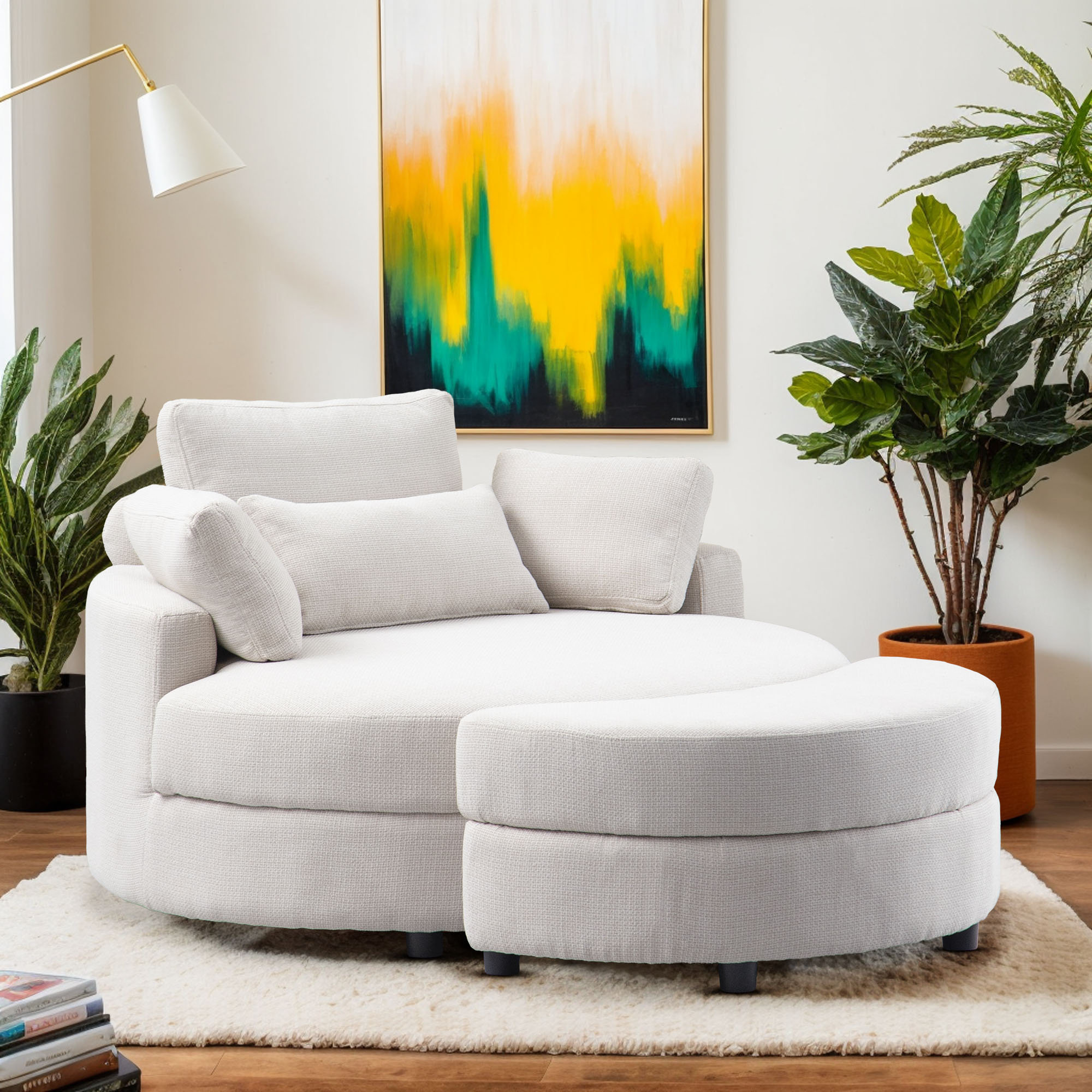 Latitude Run® Upholstered Accent Chenille Barrel Chair Round Sofa Chair ...