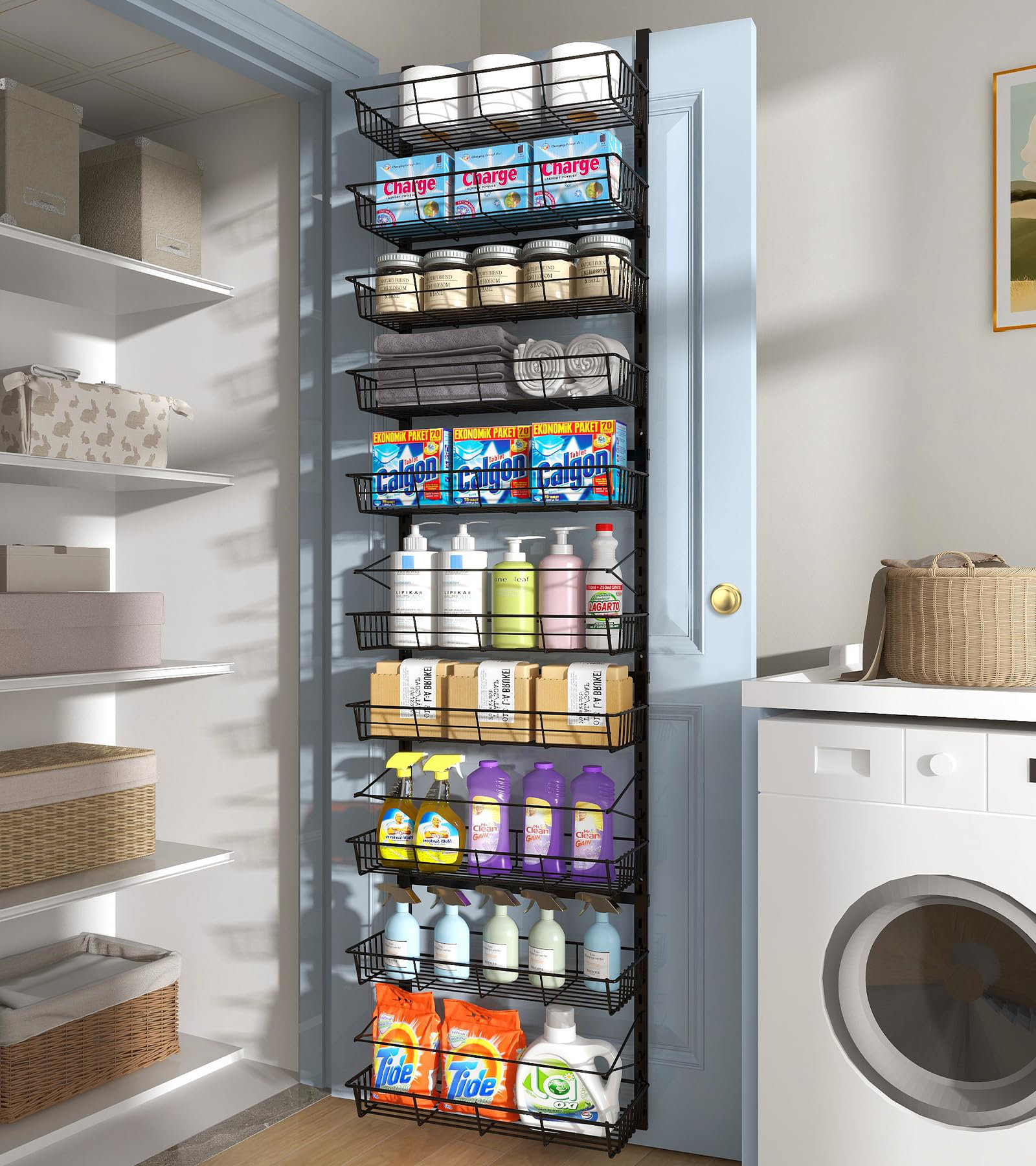 Prep & Savour Over The Door Pantry Organizer, Heavy Duty Adjustable ...