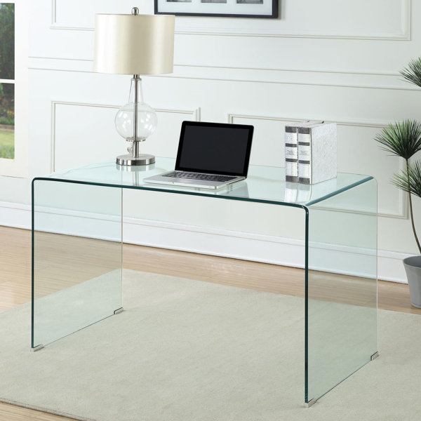 Ivy Bronx Kynadee Glass Writing Desk in Clear | Wayfair