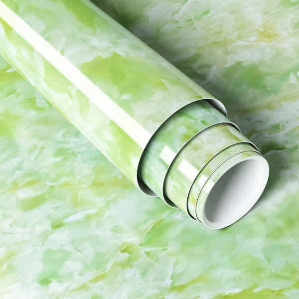 Ivy Bronx Green Marble Peel And Stick Wallpaper - Waterproof Self ...