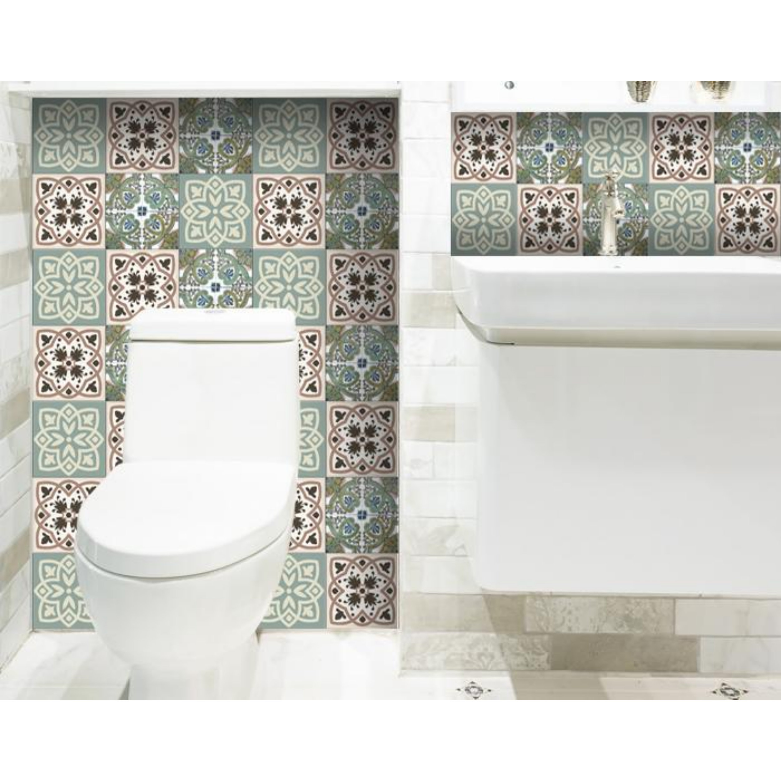 HomeRoots 6" X 6" Vintage Sage Mosaic Peel And Stick Removable Tiles ...