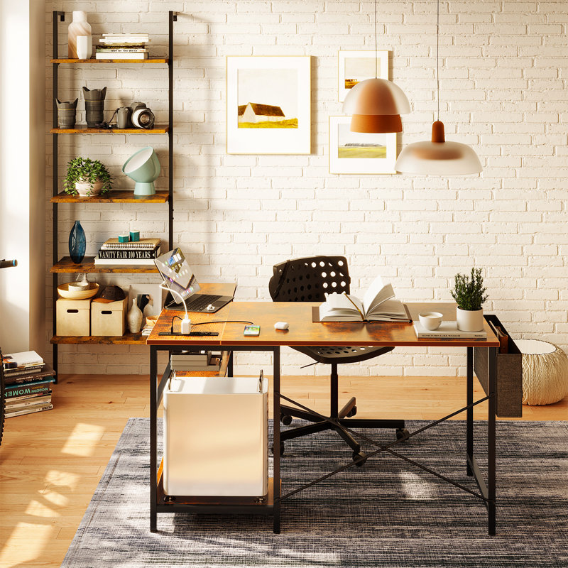 Inbox Zero Kirstey L-Shape Gaming Desk with Built in Outlets,Computer ...