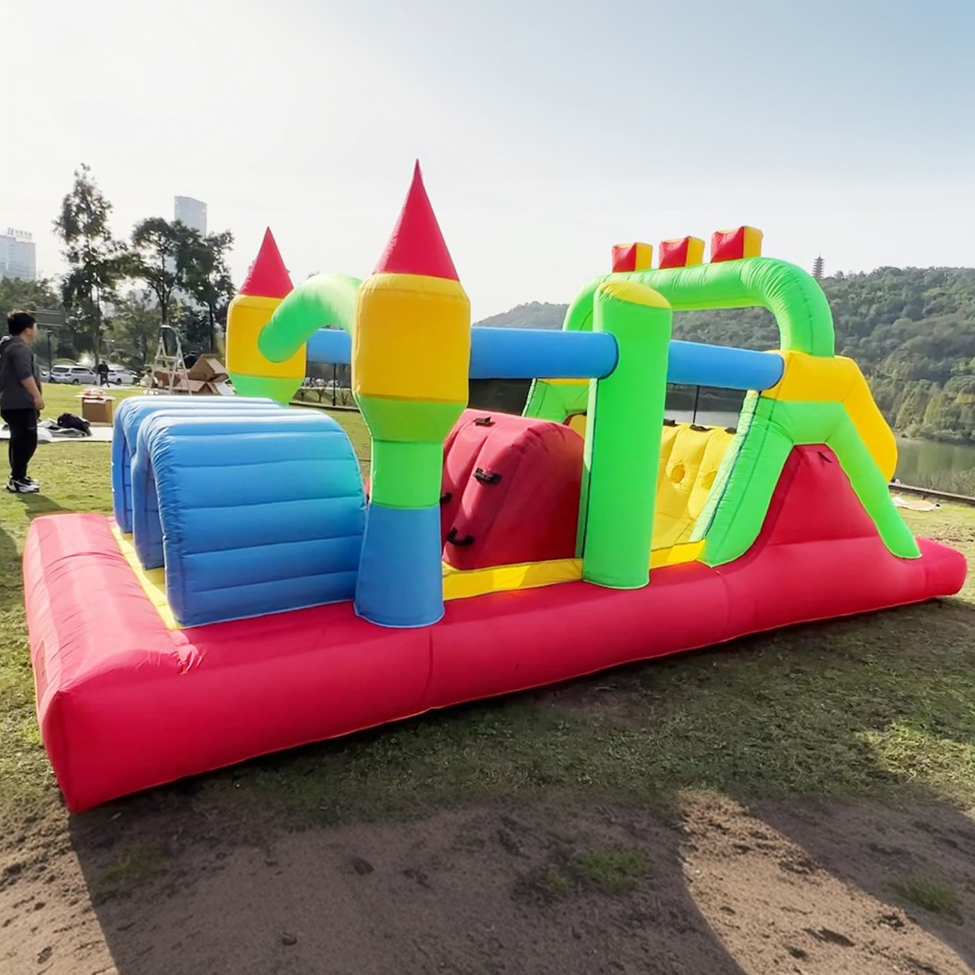 DreamDwell Home Adam 18'x8.2'x6.6' Kids Inflatable Obstacle Bounce ...