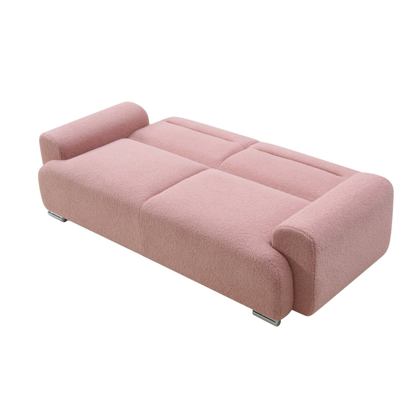 Ebern Designs 88 In. Pink Upholstered Convertible Sleeper Sofa | Wayfair