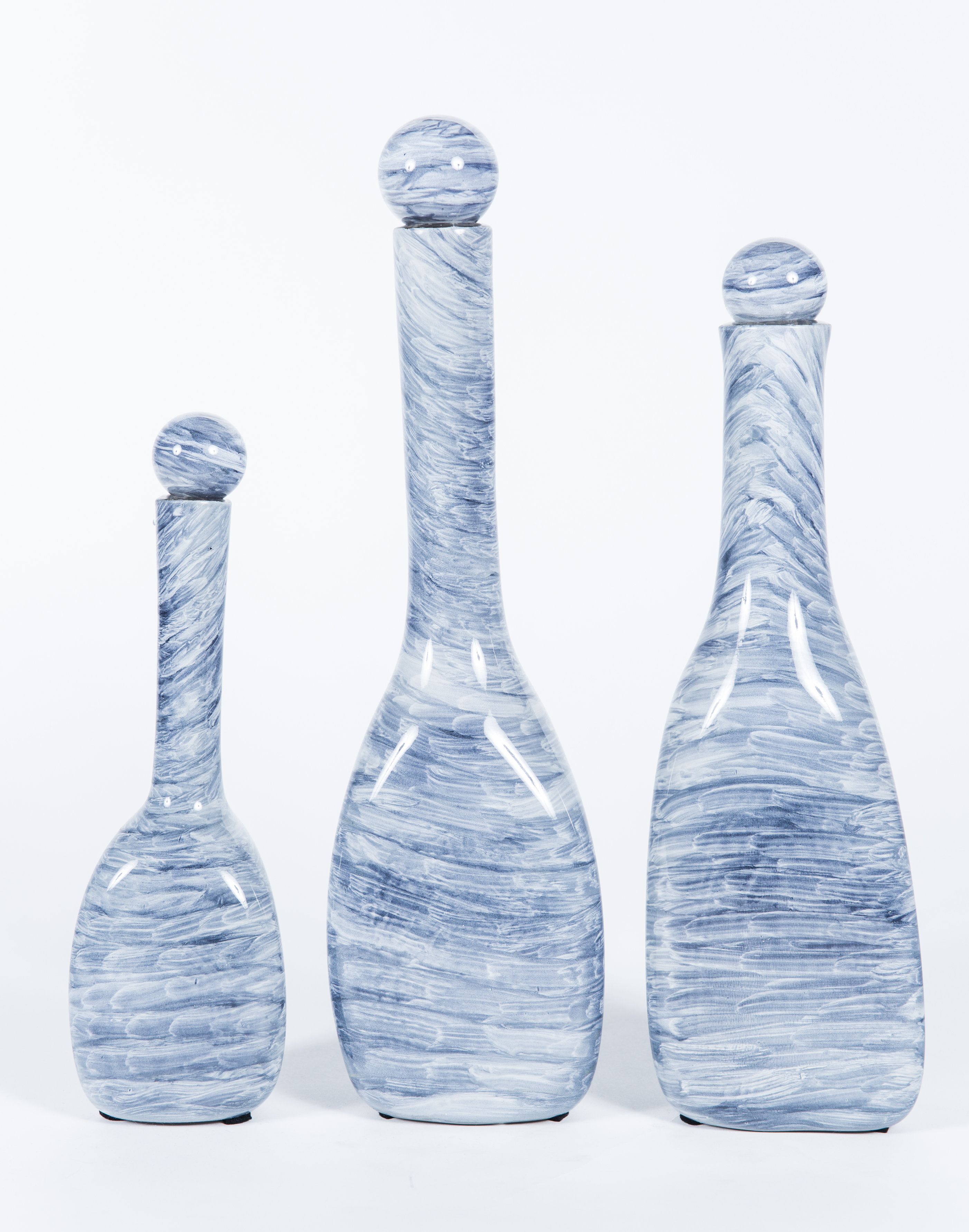 Prima Design Source 3 Piece Gray Matters Glass Decorative Bottle Set ...