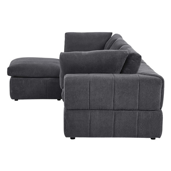 Wade Logan® Atianna 4 - Piece Corduroy Sectional & Reviews | Wayfair