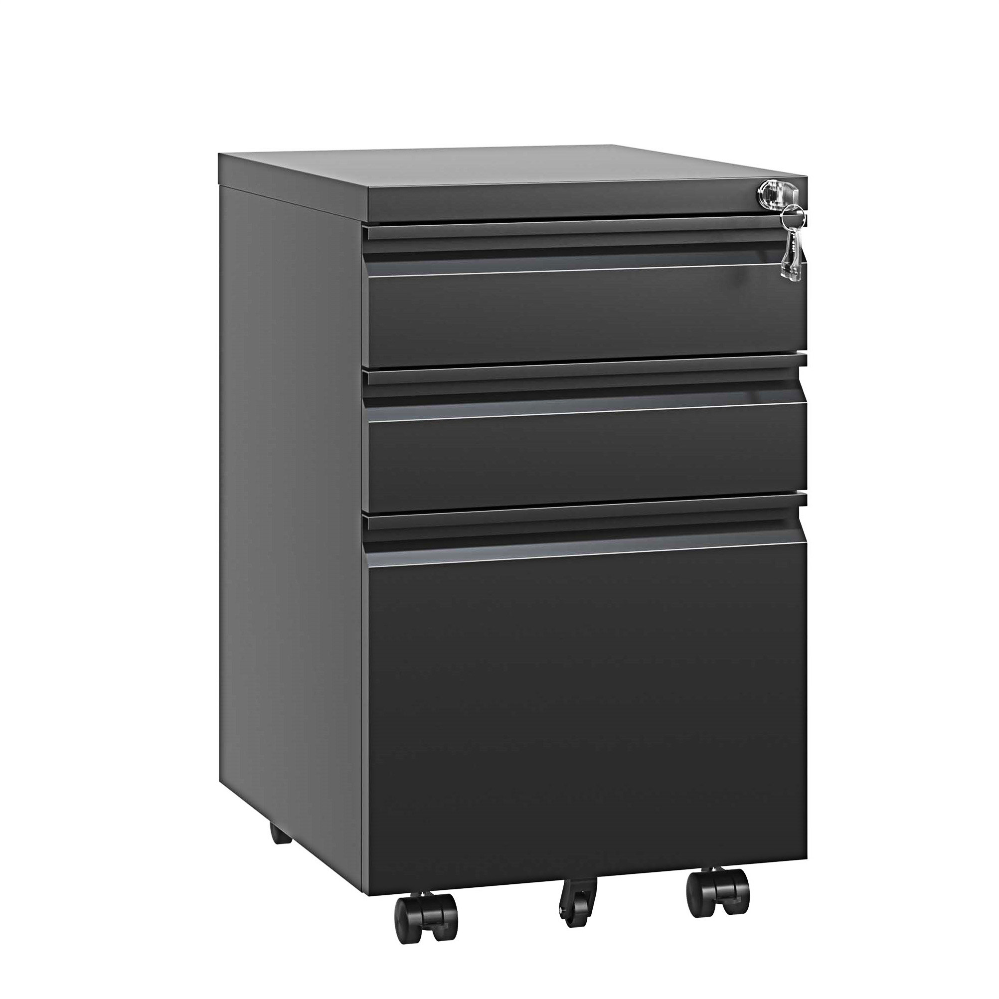 Ebern Designs 3 Drawer Mobile File Cabinet With Lock,Metal Filing ...