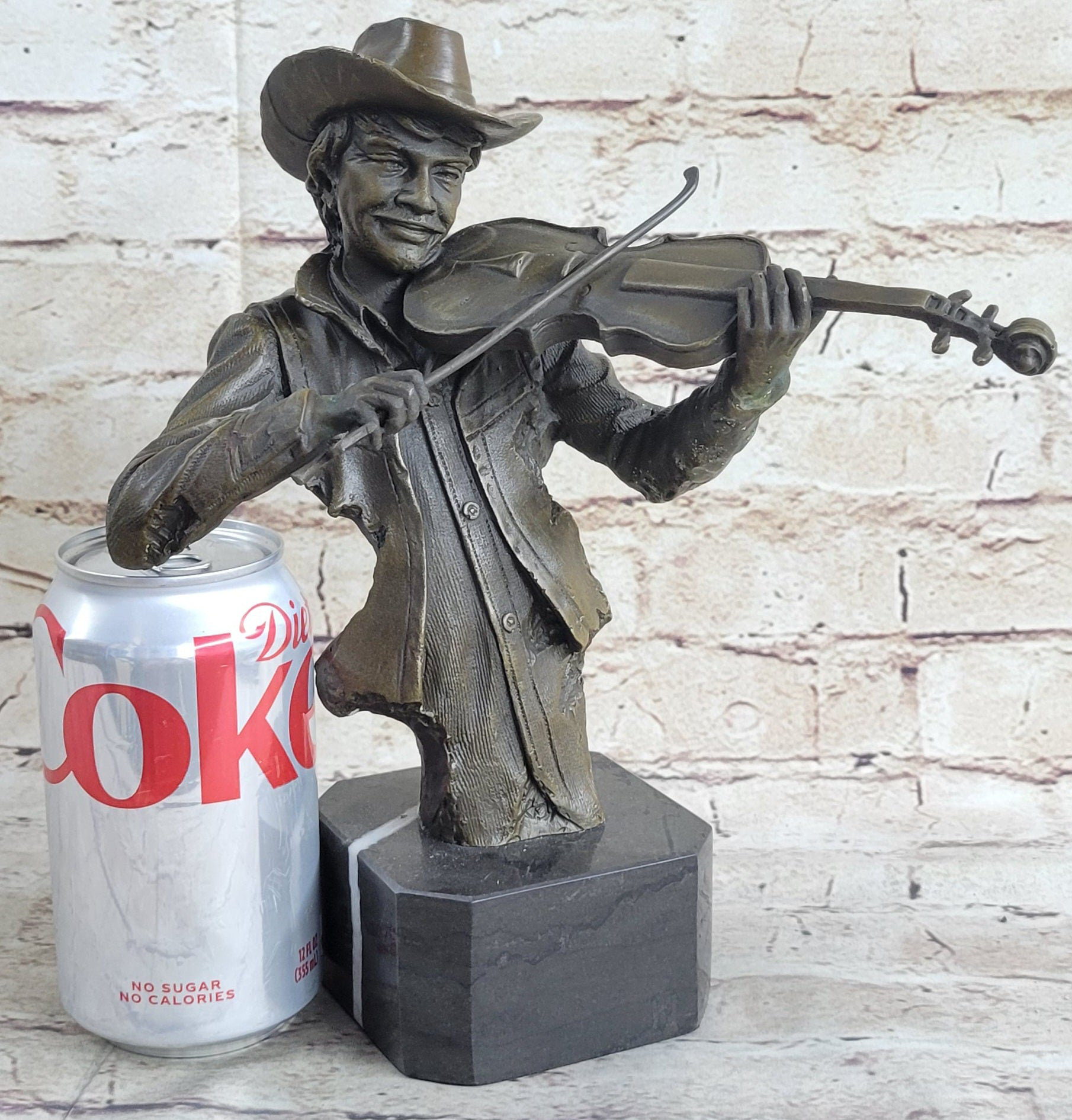 Red Barrel Studio® Juny Cowboy Playing Violin Fiddle Music Bronze ...