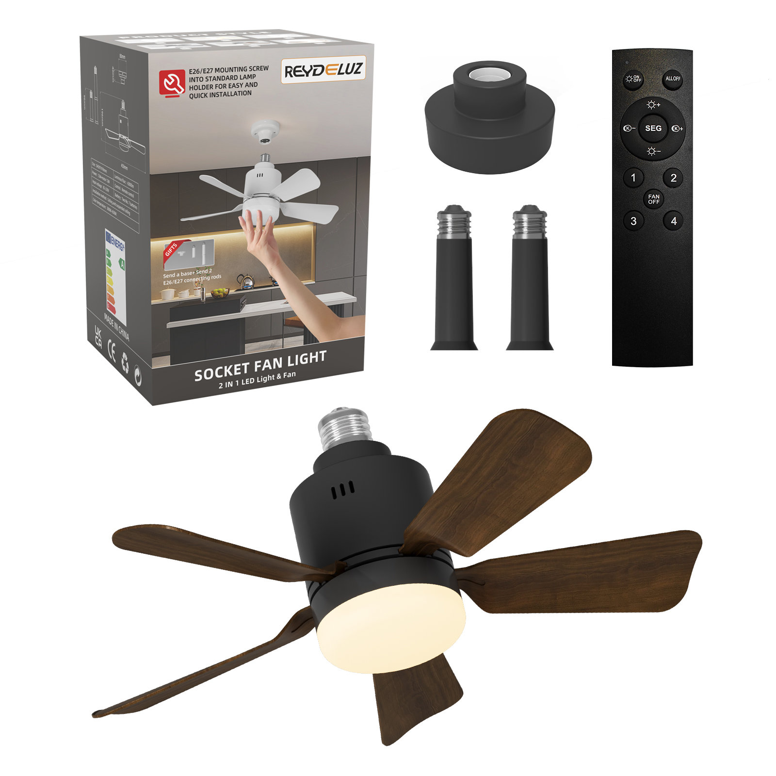 OLUZO Socket Ceiling Fans With Lights And Remote & Reviews | Wayfair