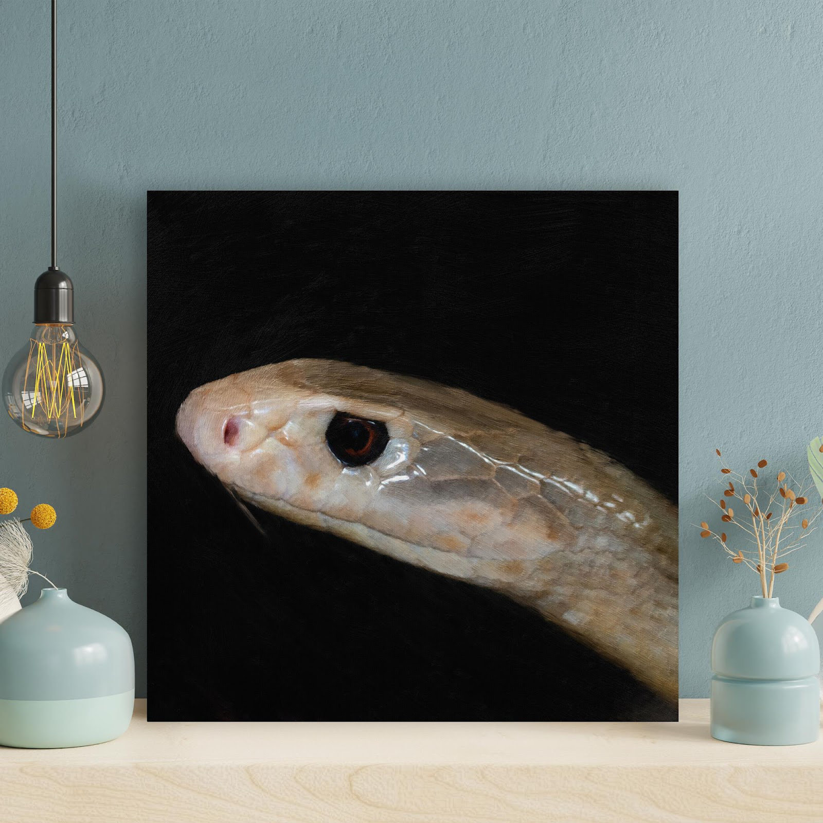 Latitude Run® Brown Snake On Black Background - Wrapped Canvas Painting ...