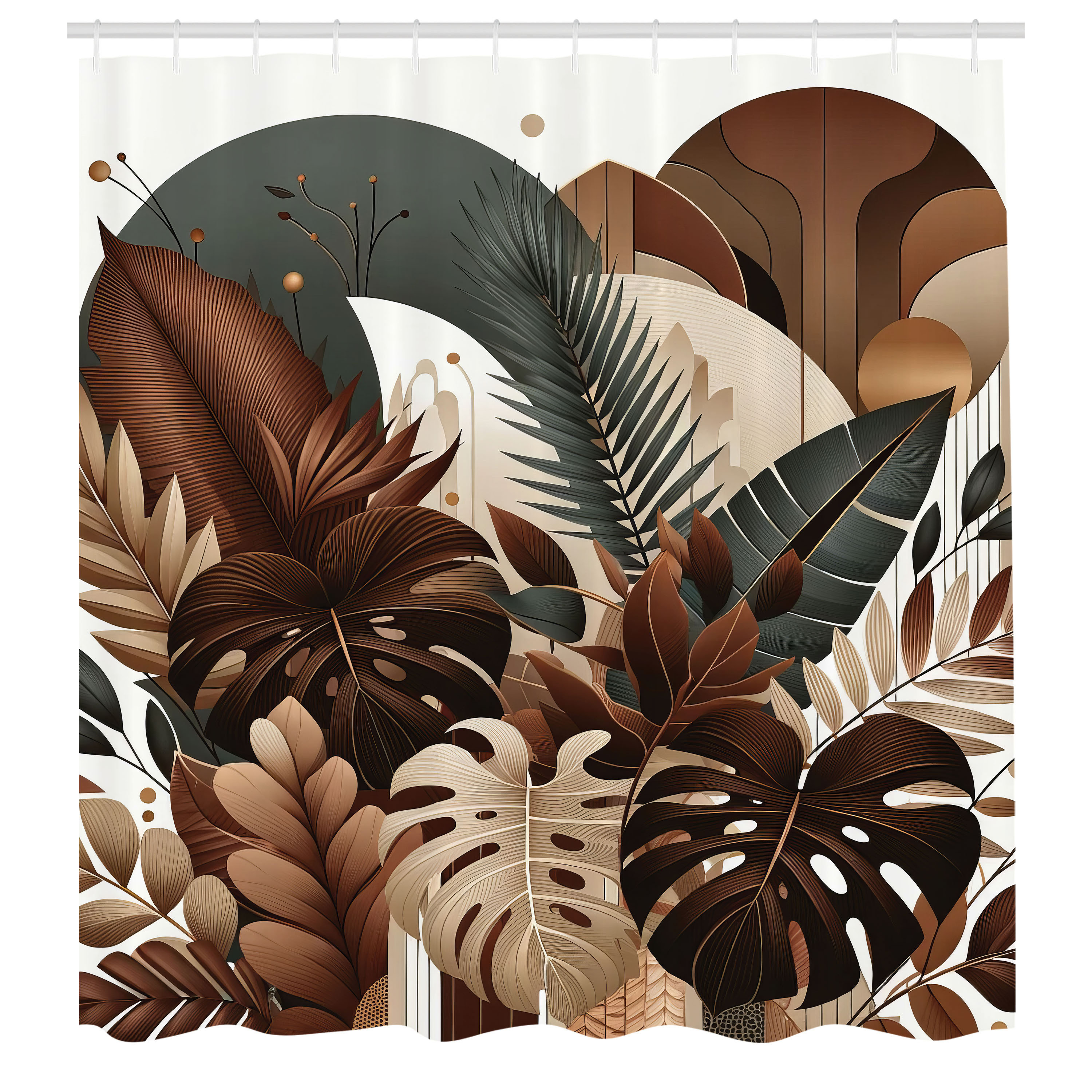 East Urban Home Brown Shower Curtain Earthy Jungle Exotic Leaves in ...