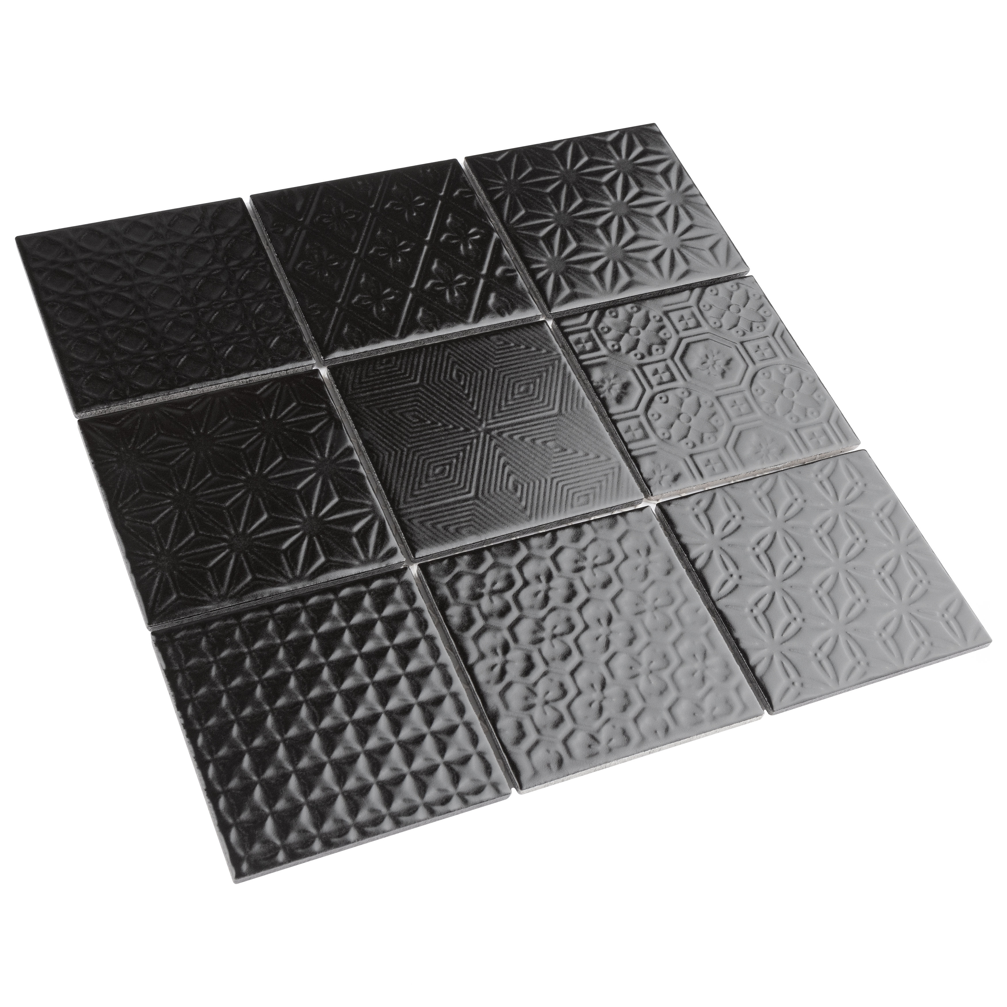 Merola Tile Spirit Black 11-5/8" x 11-5/8" Porcelain Mosaic Floor and ...