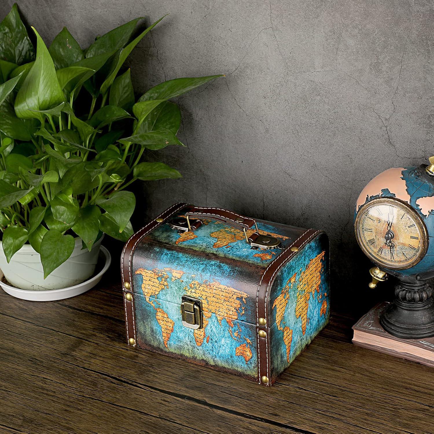Breakwater Bay blue Map Decorative Treasure Chest Storage Decorative ...