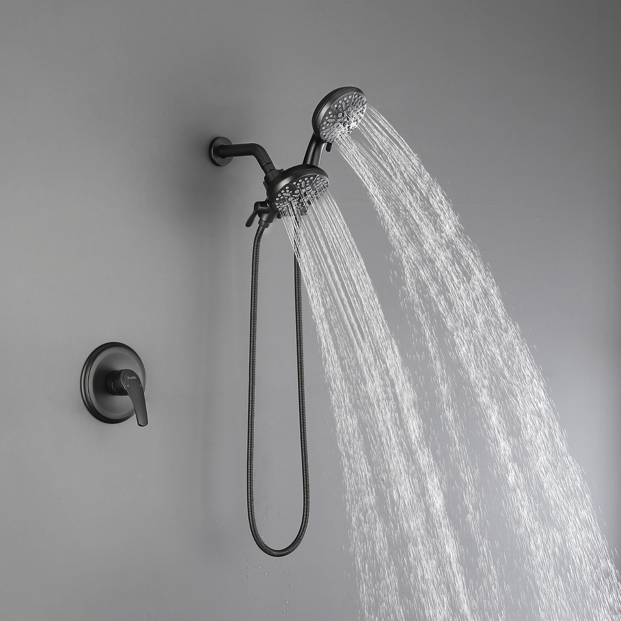 SHAMANDA Ensemble de robinet de douche double avec valve haute pression ...