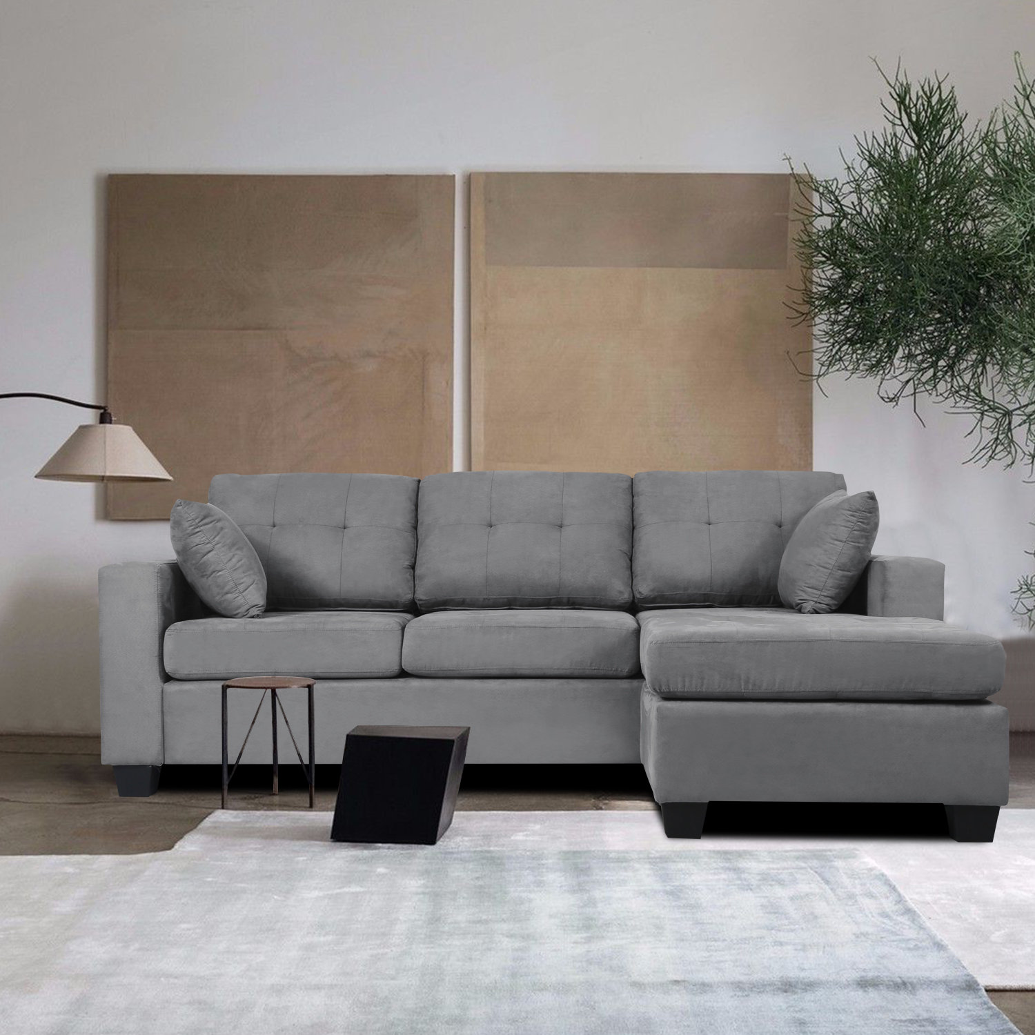 Latitude Run® Modern Reversible Sofa Chase Sectional For Home ...