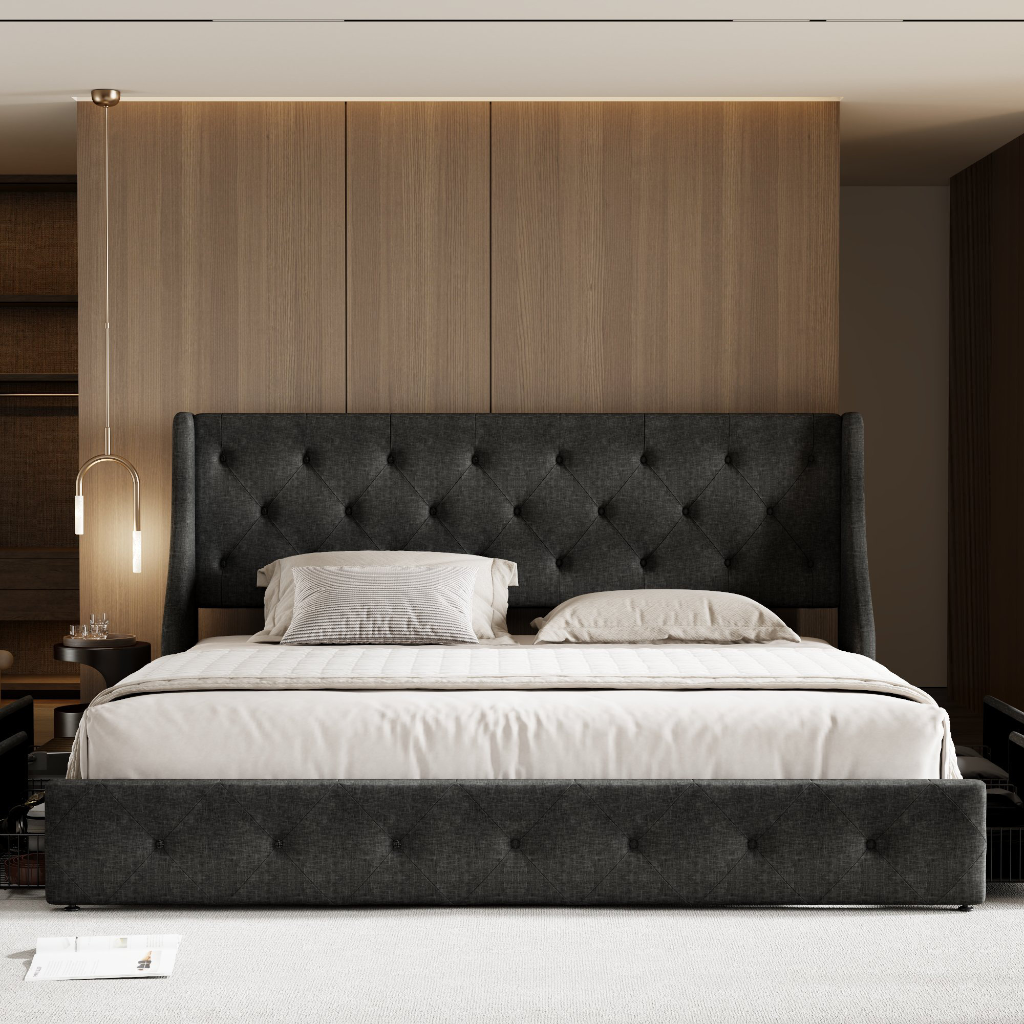 Red Barrel Studio® Chardey 4 Drawers Upholstered Storage Bed with ...