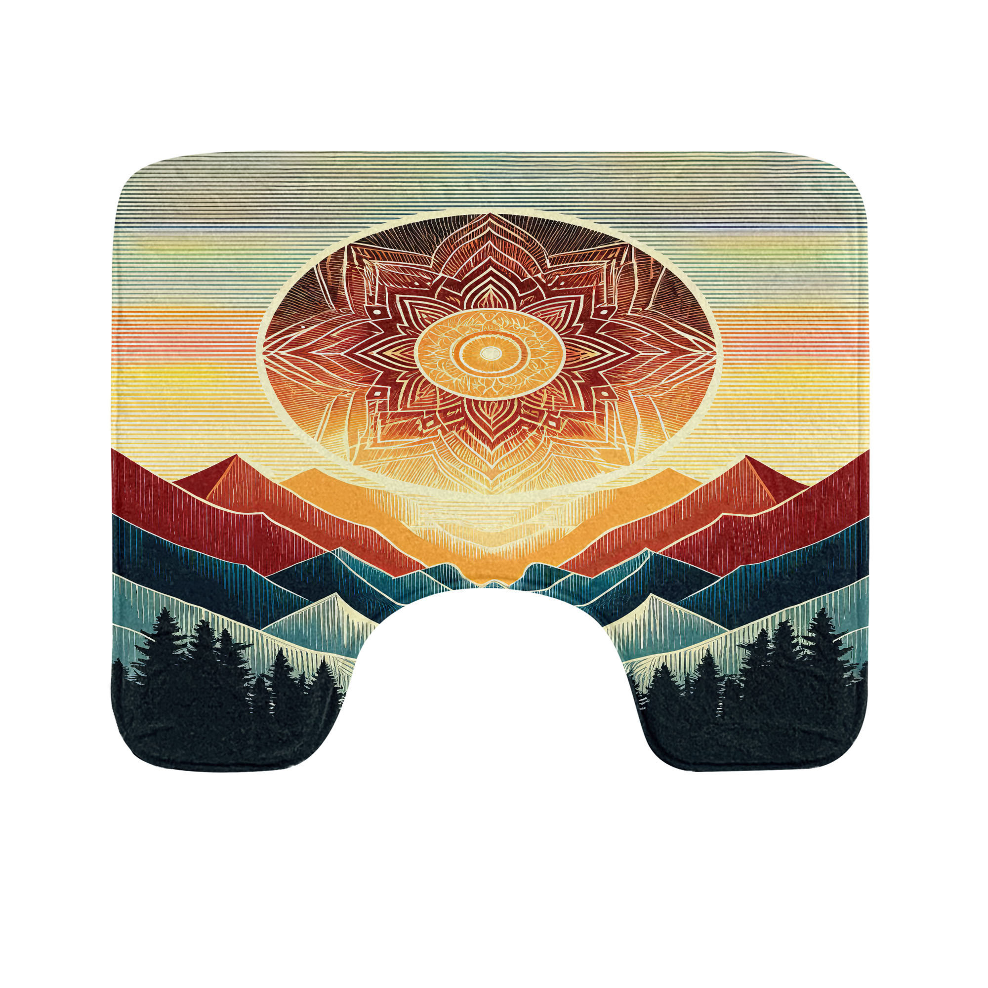 Dakota Fields Mandala Toilet Mat U-Shape Bathroom Rug 20" Raspberry Sea ...