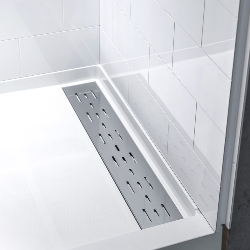 WoodBridge Solid Surface Shower Wall Panel Surround, High Gloss White ...