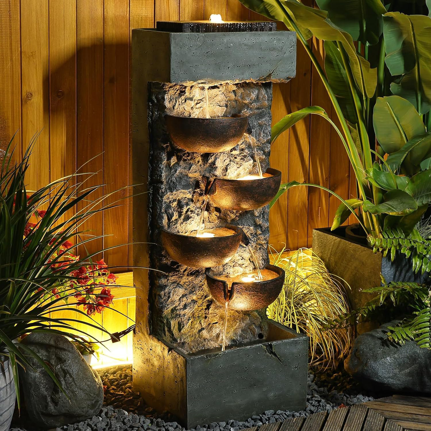 Millwood Pines 43 inches Cascading Bowl Waterfalls Fountain Floor ...