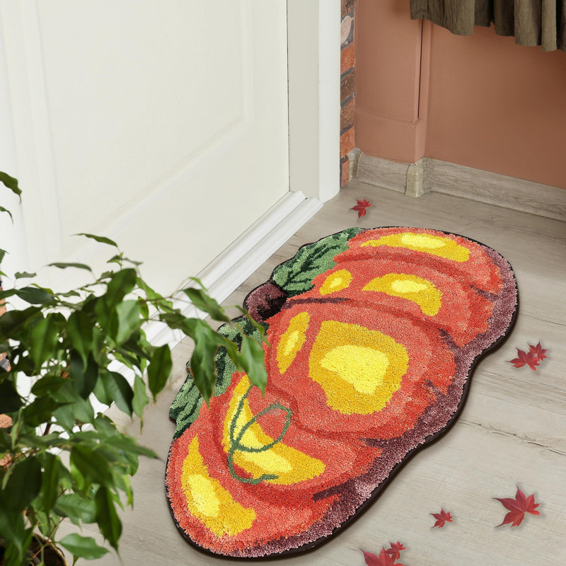 Rosalind Wheeler Fall Bathroom Rugs,Pumpkin Rug | Wayfair