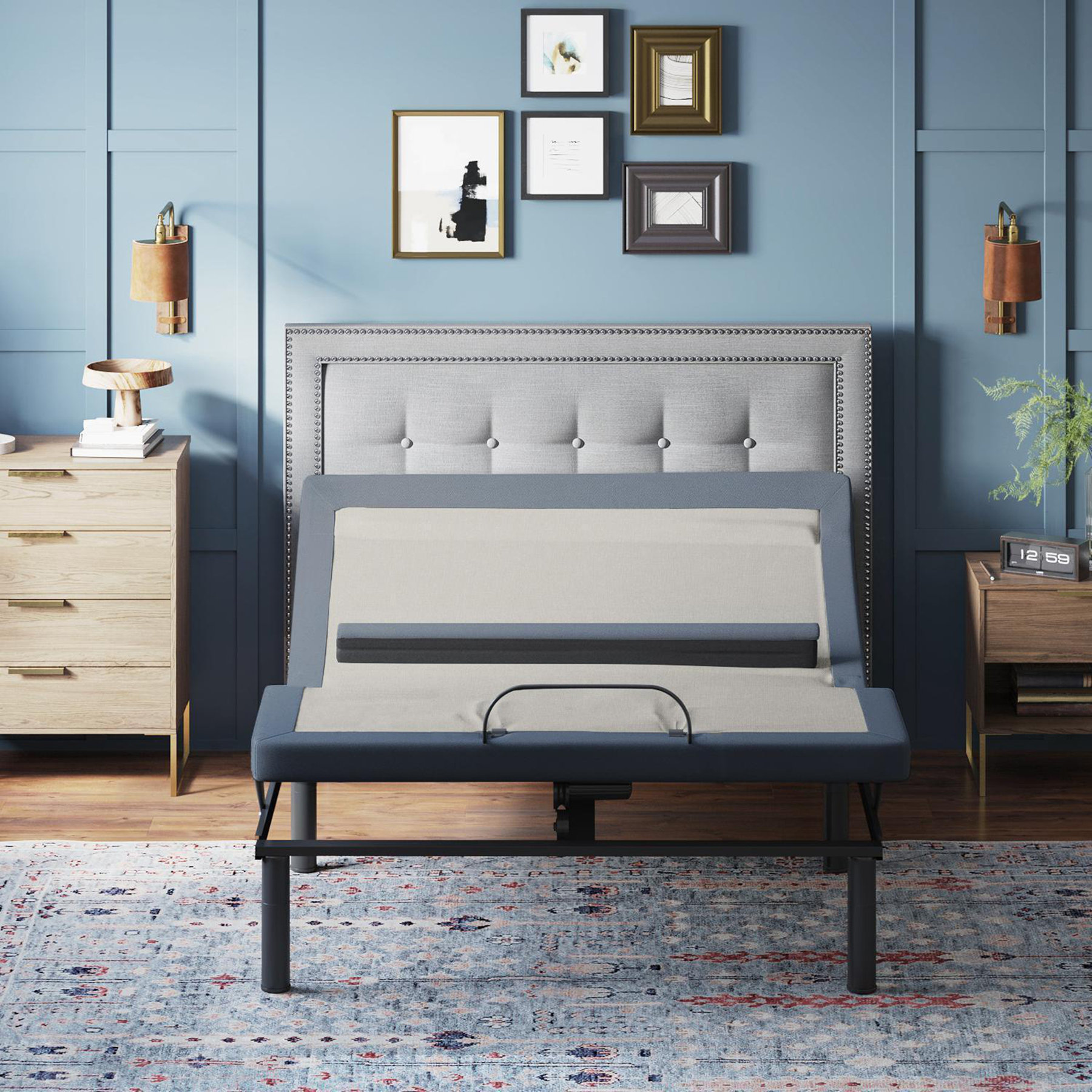 Alwyn Home Adjustable bed base with head/foot tilt and lumbar position ...