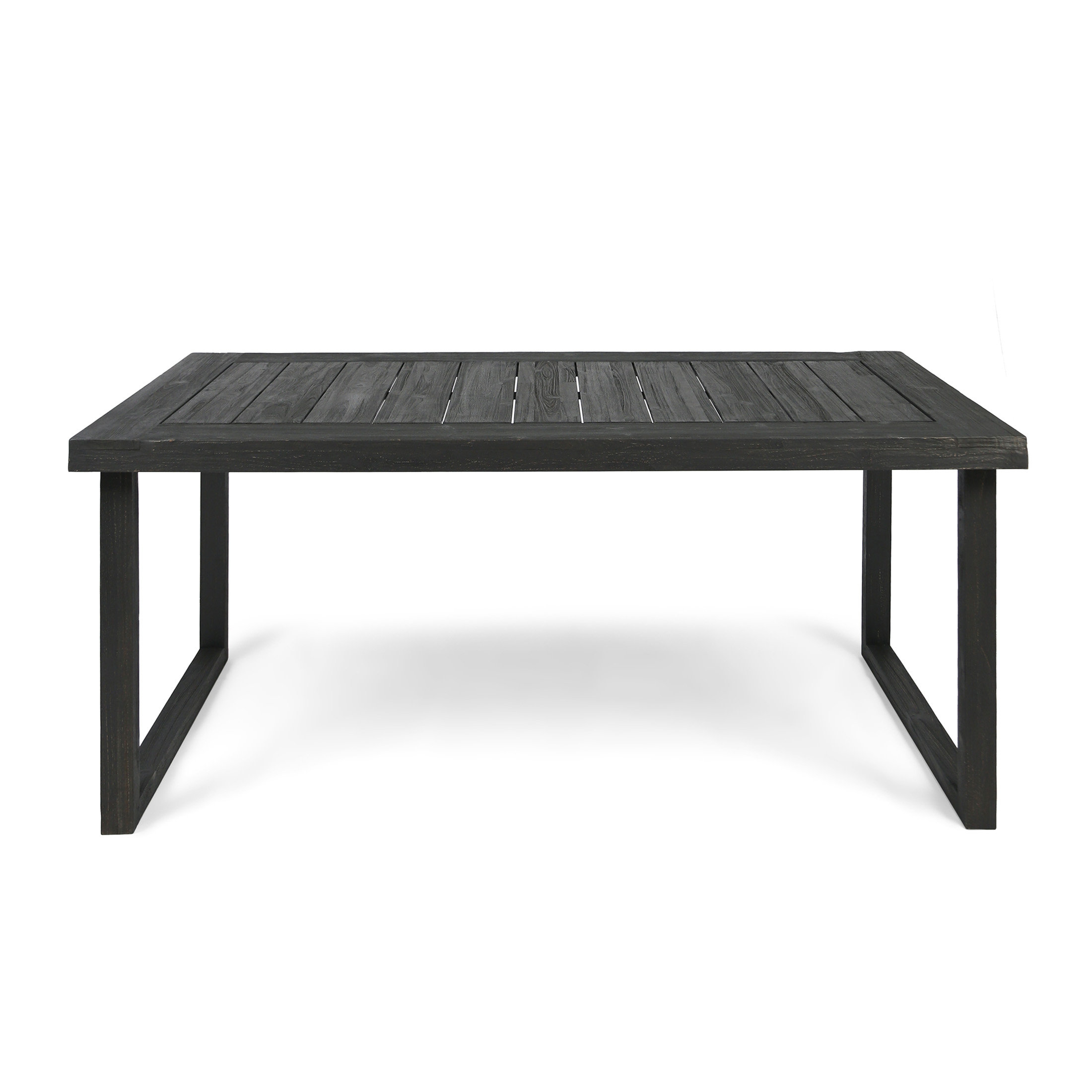 17 Stories Outdoor 69" Acacia Wood Dining Table, Sandblast Dark Gray ...