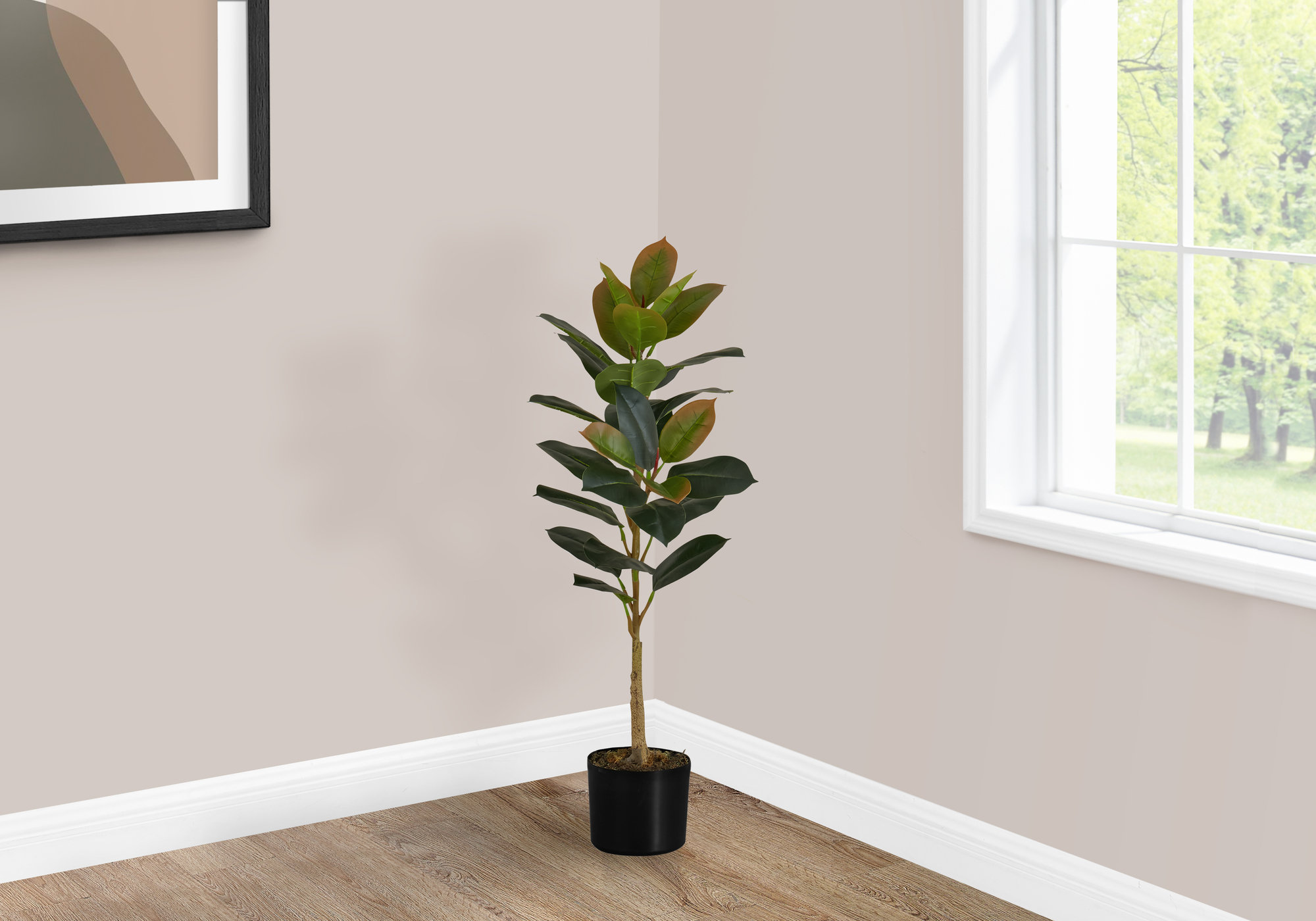 Primrue Mcallister 39.5'' Faux Rubber Tree Plant in Cement Pot | Wayfair