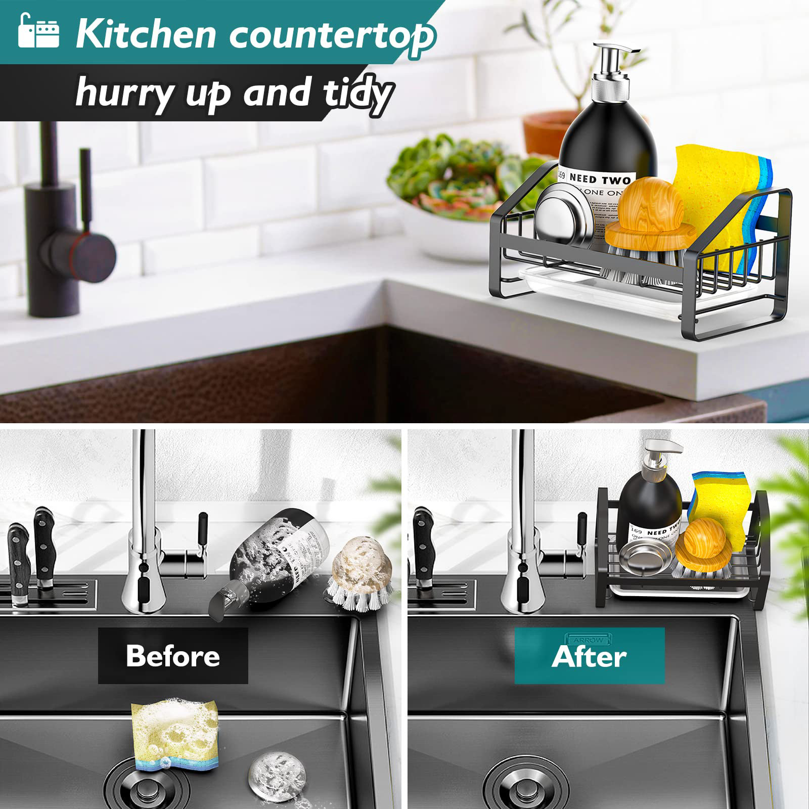 SUNCOAST HARDWARE, LLC Sponge Holder For Kitchen Sink, Kitchen Bathroom ...