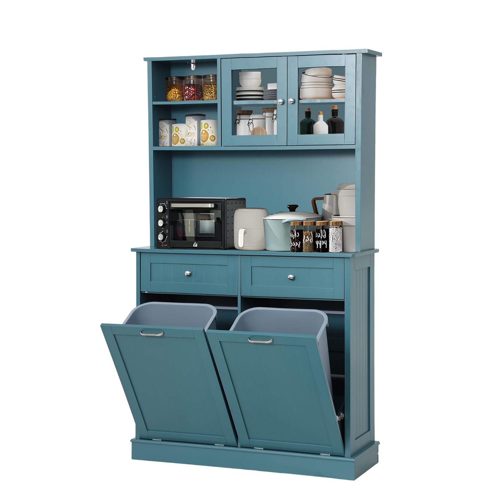 Winston Porter Kitchen Hutch, Freestanding Tall Pantry Cabinet With ...