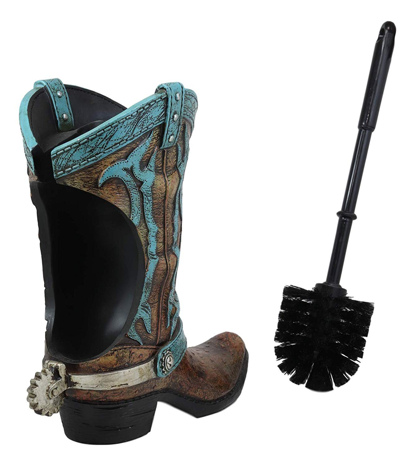 Foundry Select Vintage Western Turquoise Faux Leather Cowboy Boot 16.5in. H Free Standing Toilet ...