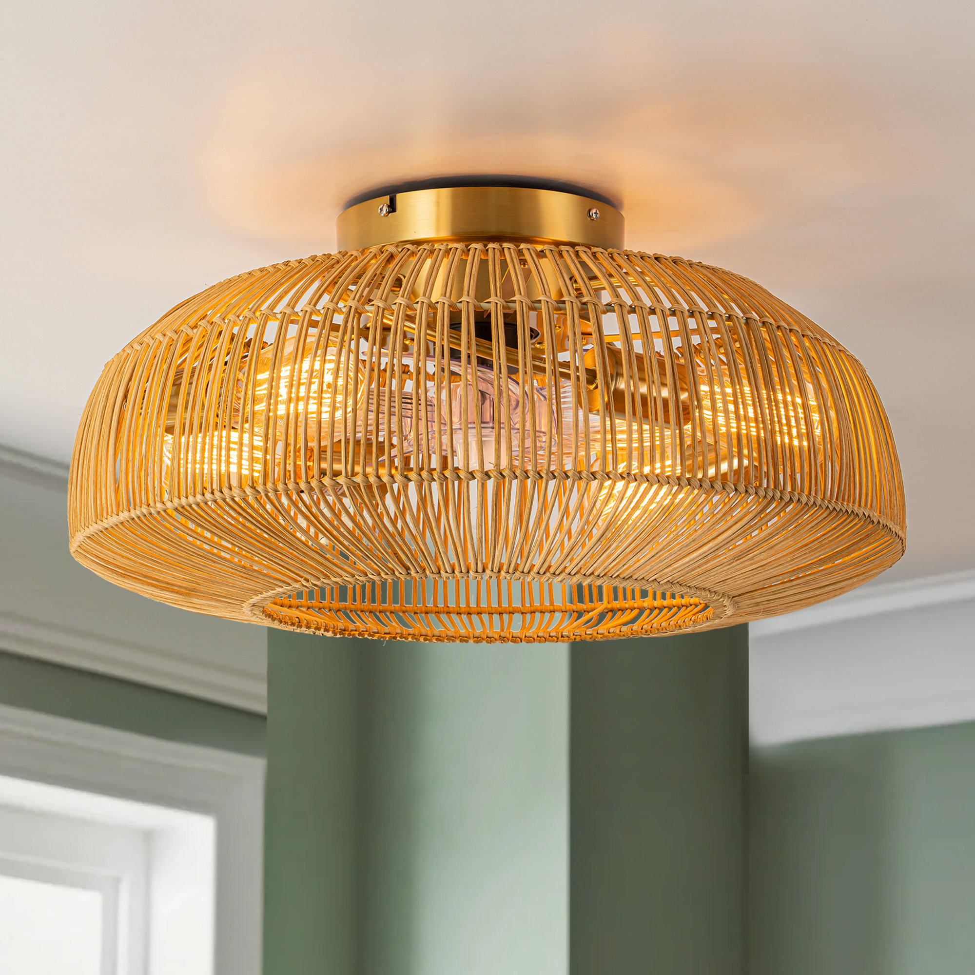 Bay Isle Home™ Aleighya Rattan Ceiling Fan With Light Kit | Wayfair