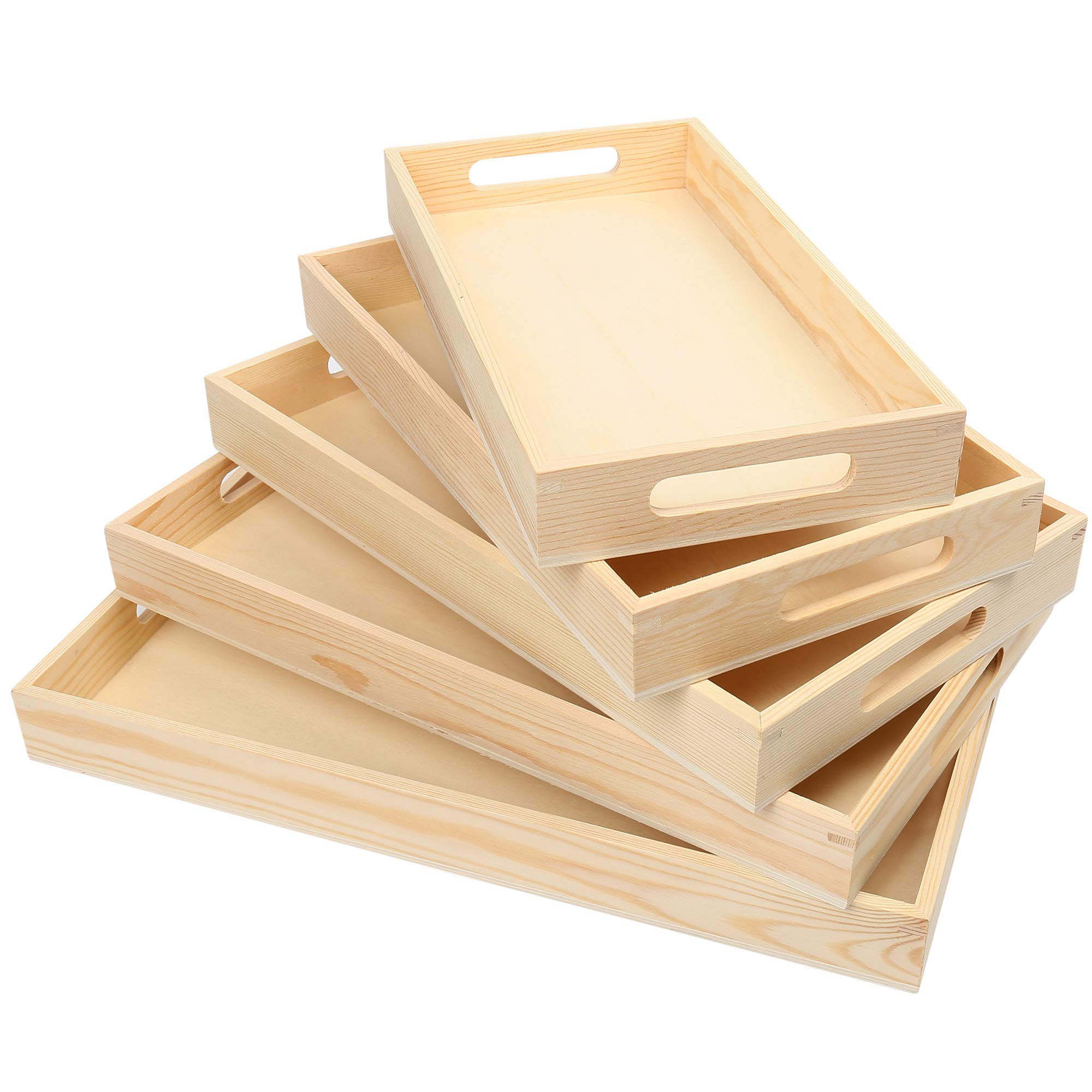 Latitude Run® Wooden Nesting Trays, Unfinished Natural Wood Trays With ...