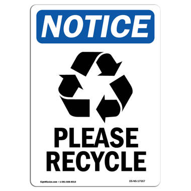 SignMission Please Recycle Sign with Symbol | Wayfair