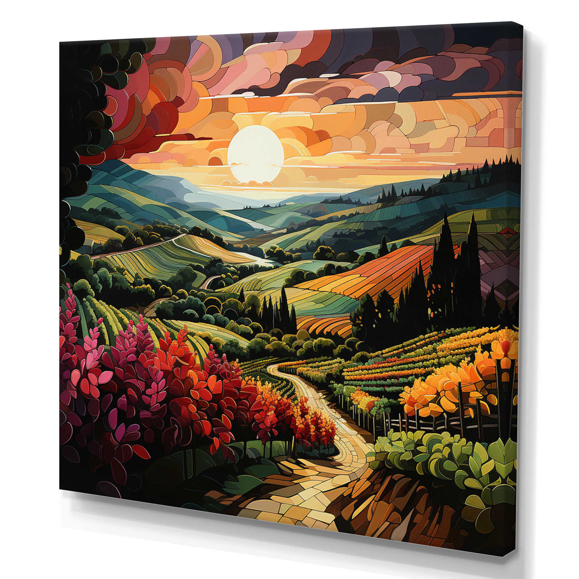 Millwood Pines Vineyard Sunset Rows Of Ruby Landscape I On Canvas Print ...