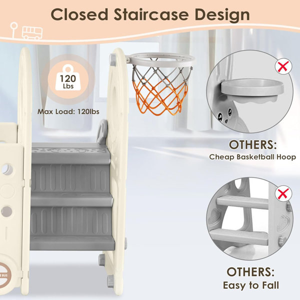 Schnappi 4 in 1 Kids Slide, Toddler Slide with Bus Play Structure ...