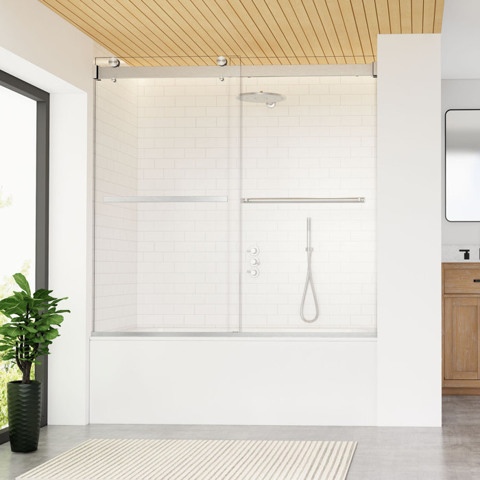 Altair 60" W x 58" H Bypass Frameless Tub Door | Wayfair