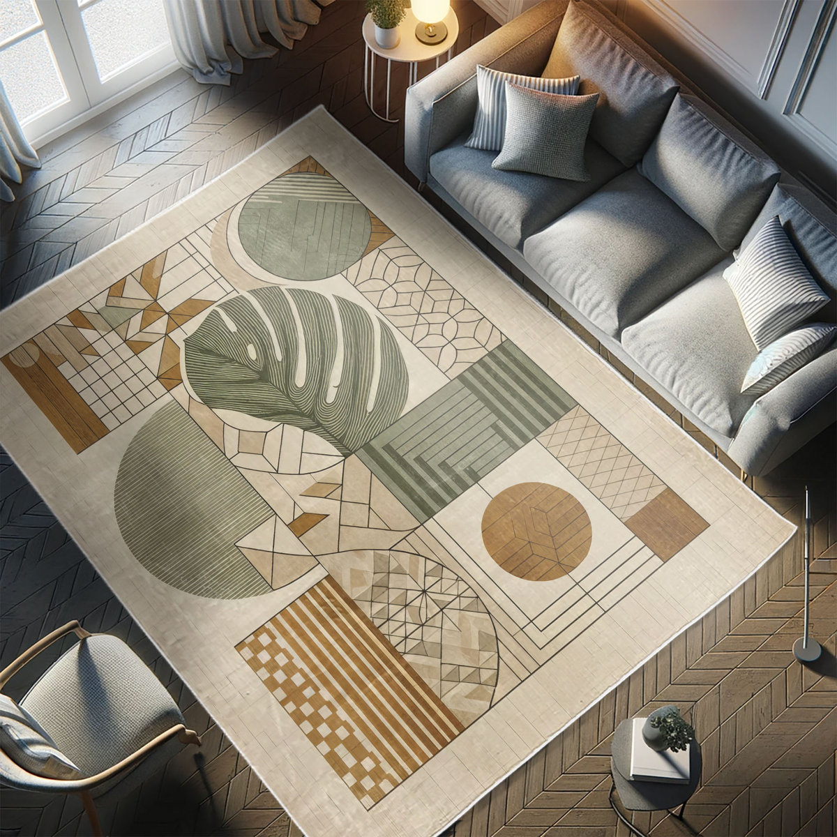 Ambesonne Mid Century Modern Boho High Density Long Fiber Poly Threads ...