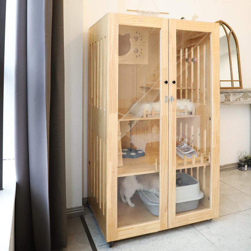 Latitude Run® Cat House, Double Door, Multi-Feature Luxury Cat Villa ...