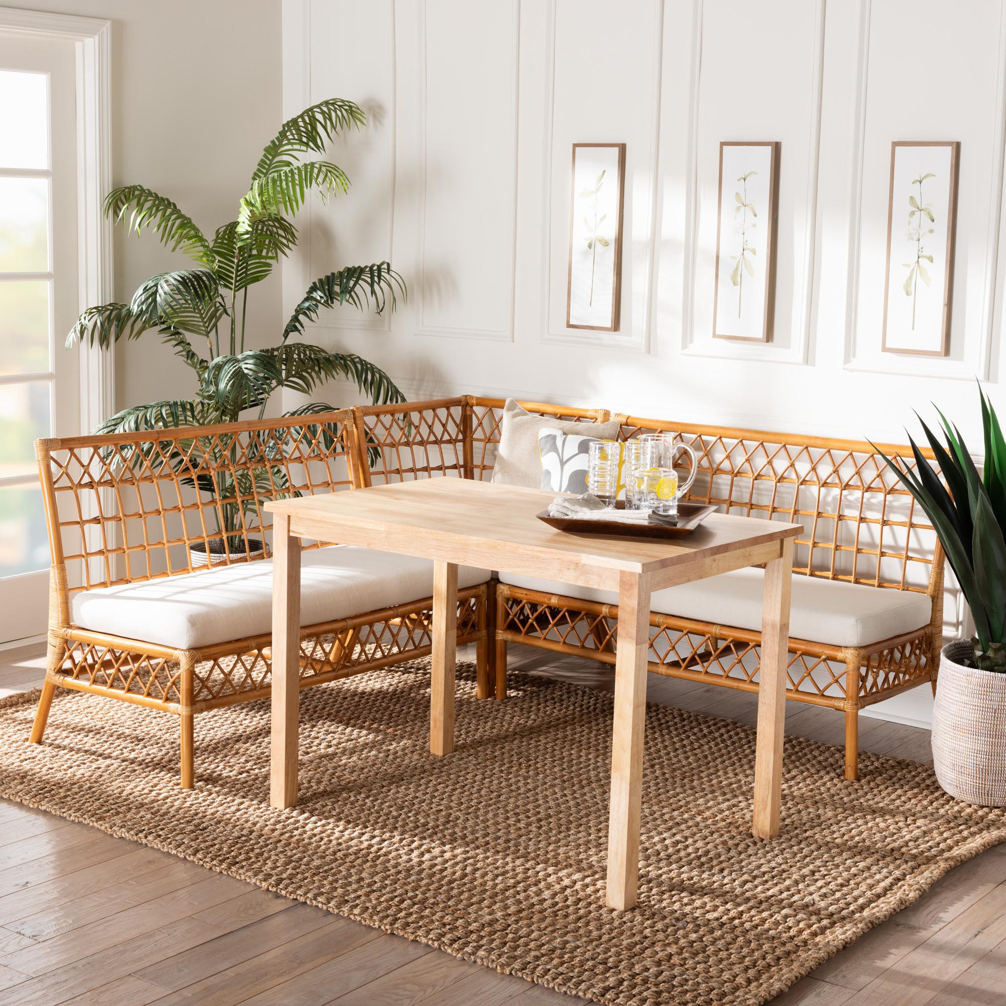 Bayou Breeze Camica 27.6'' L x 43.3'' W Rattan Dining Set | Wayfair